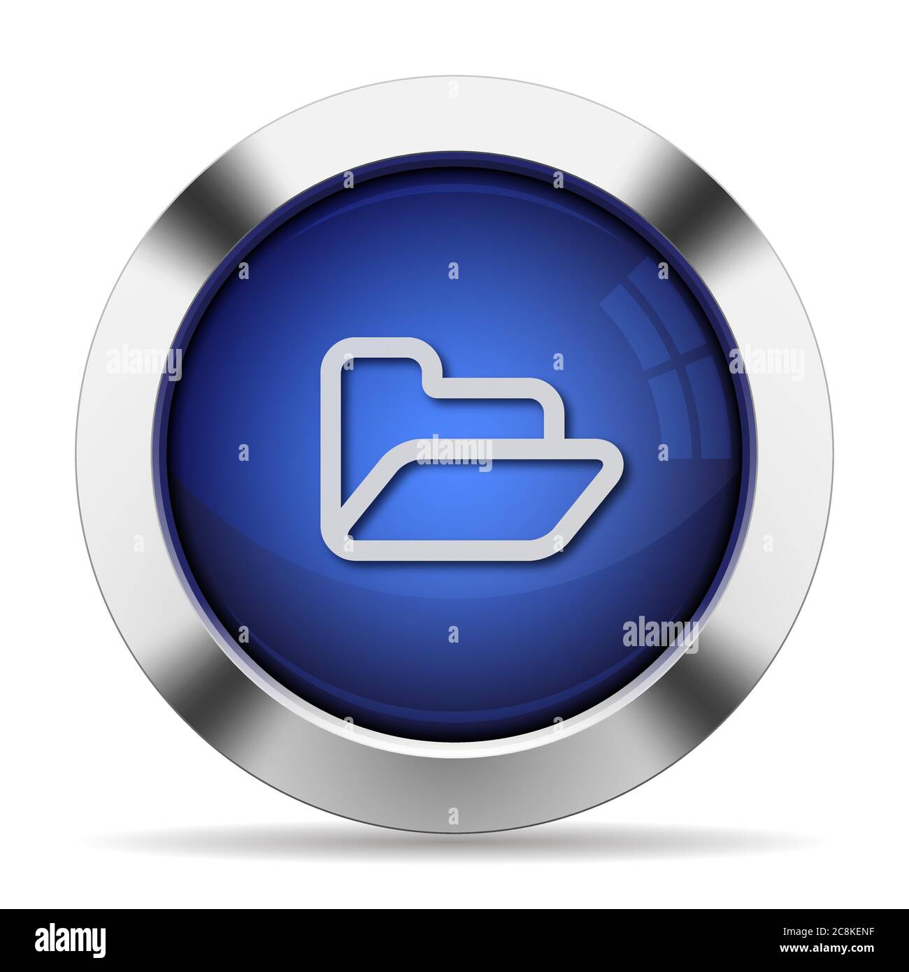 Blue glossy steel folder button Stock Vector Image & Art - Alamy