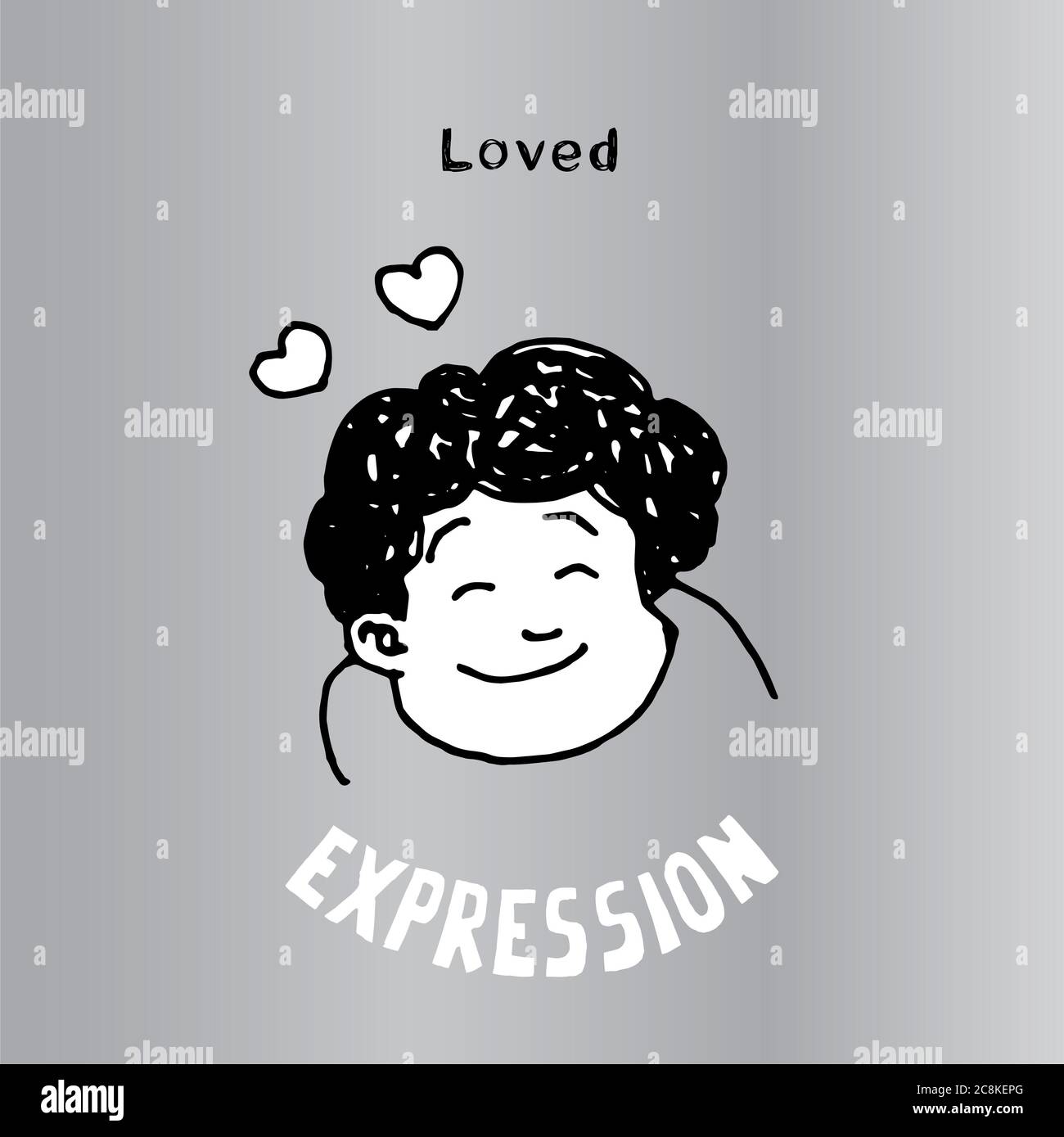 Loved Face illustration in cartoon style. Kid Love face expression ...