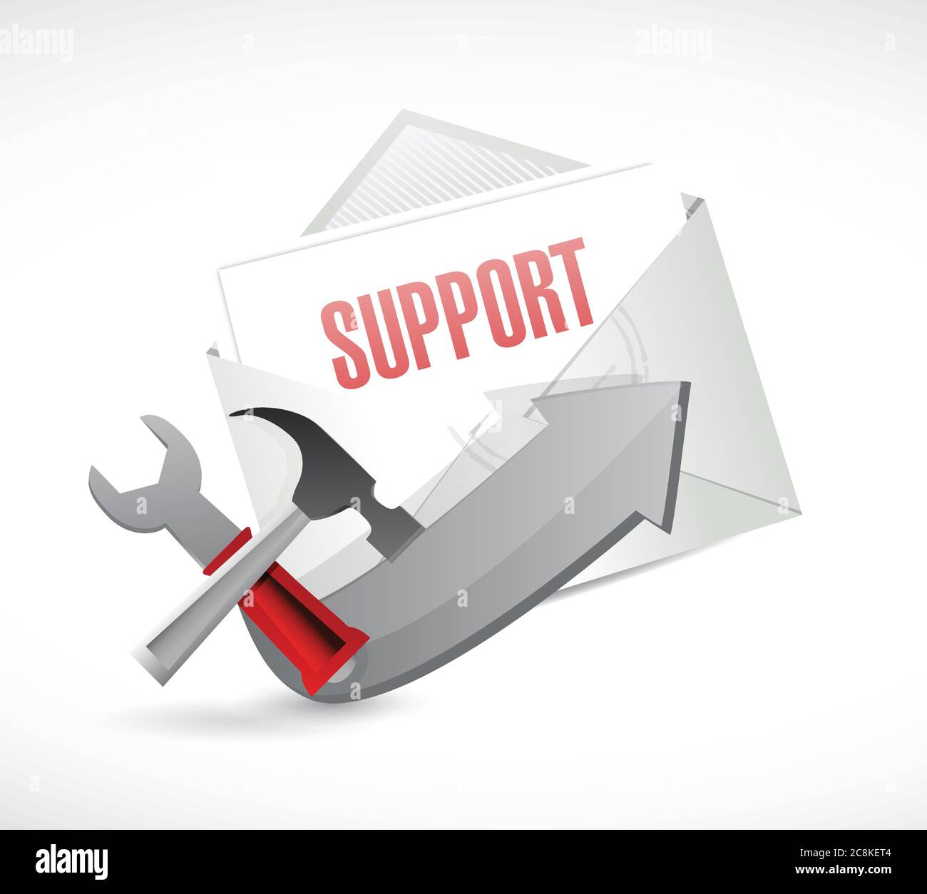 Support tools envelope email illustration design over a white ...