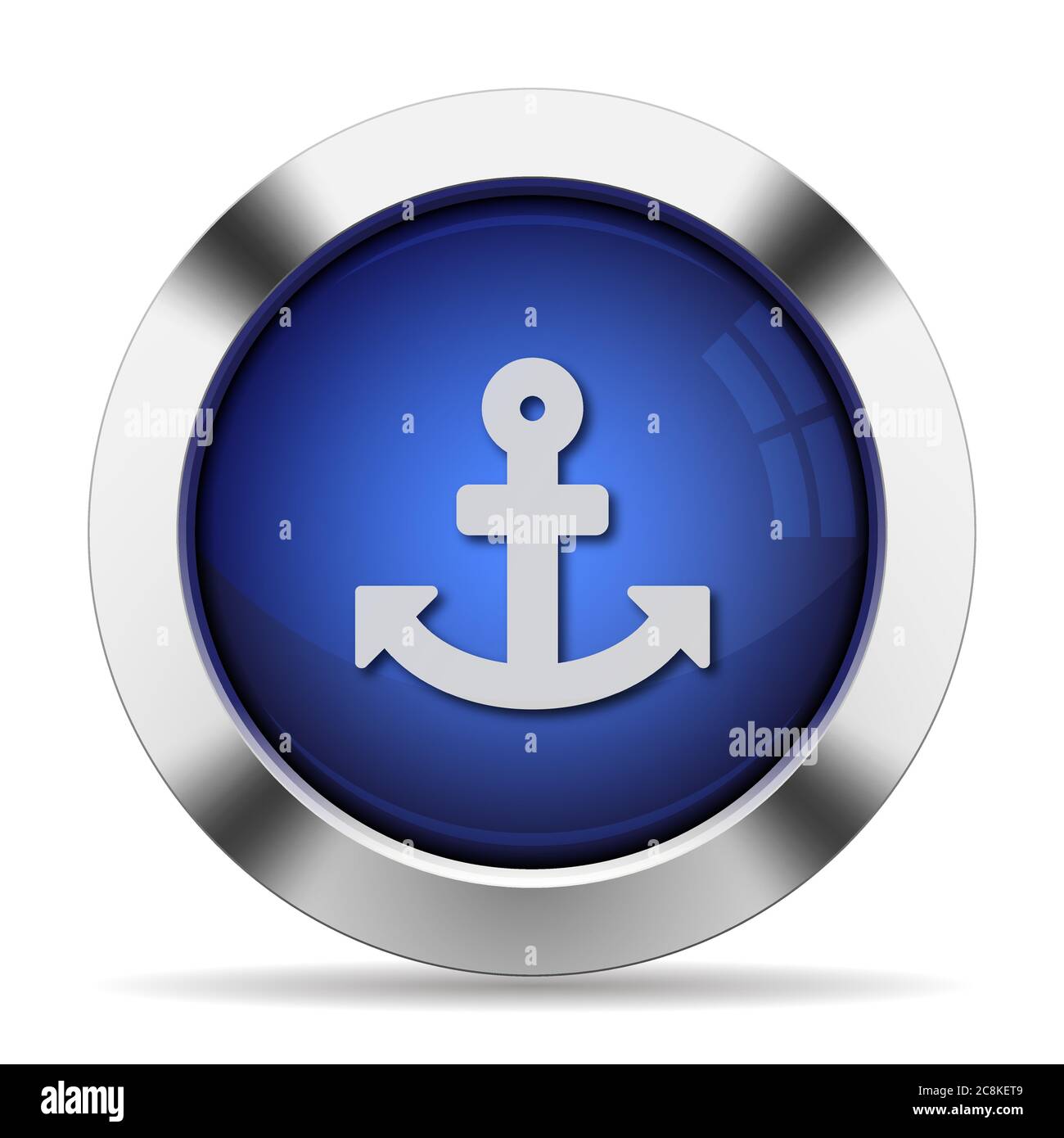 Blue glossy steel anchor button.Arranged layer structure Stock Vector ...