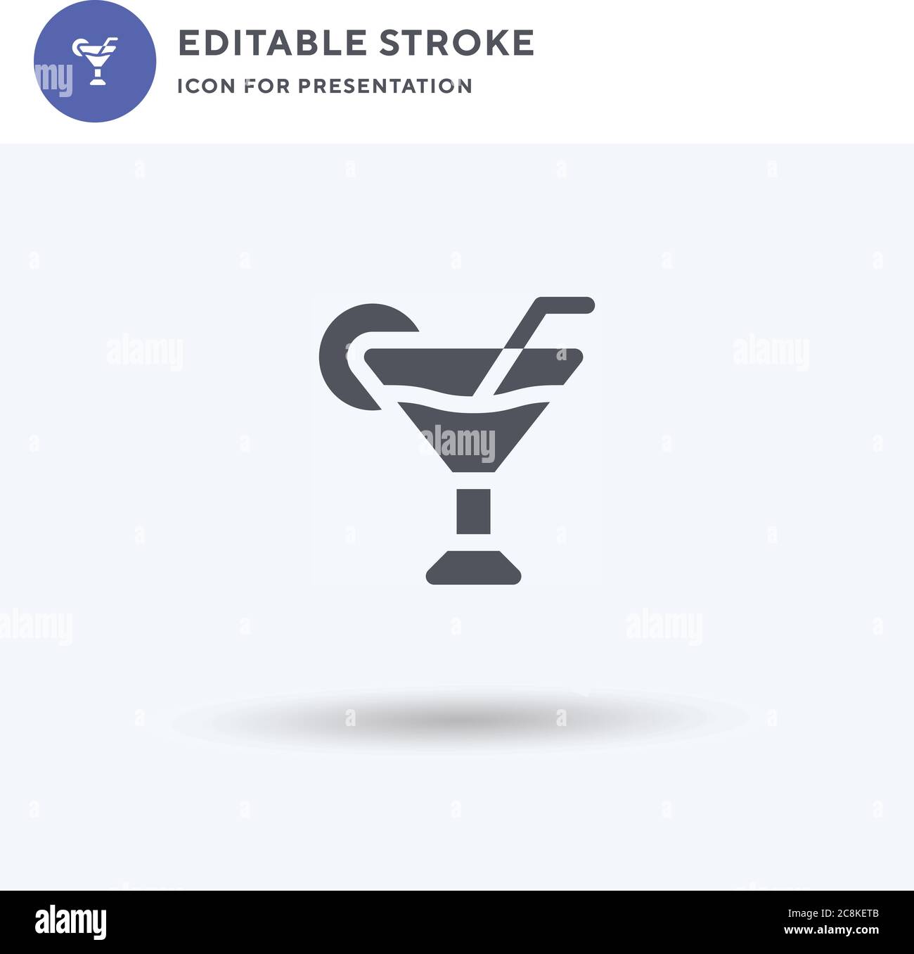 Cocktail icon vector, filled flat sign, solid pictogram isolated on ...