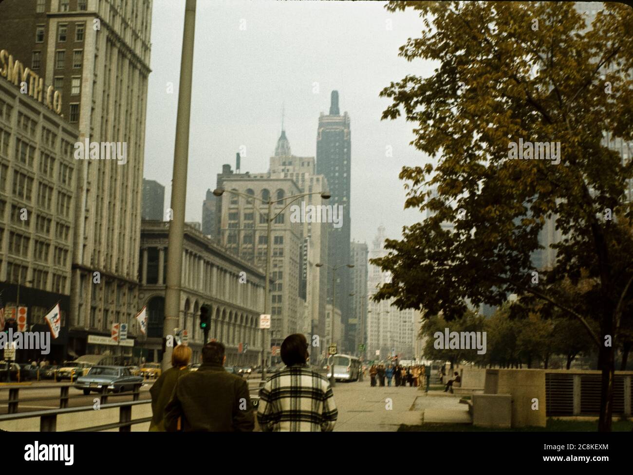 1972 Chicago city scape looking at Michigan Avenue from the perspective ...