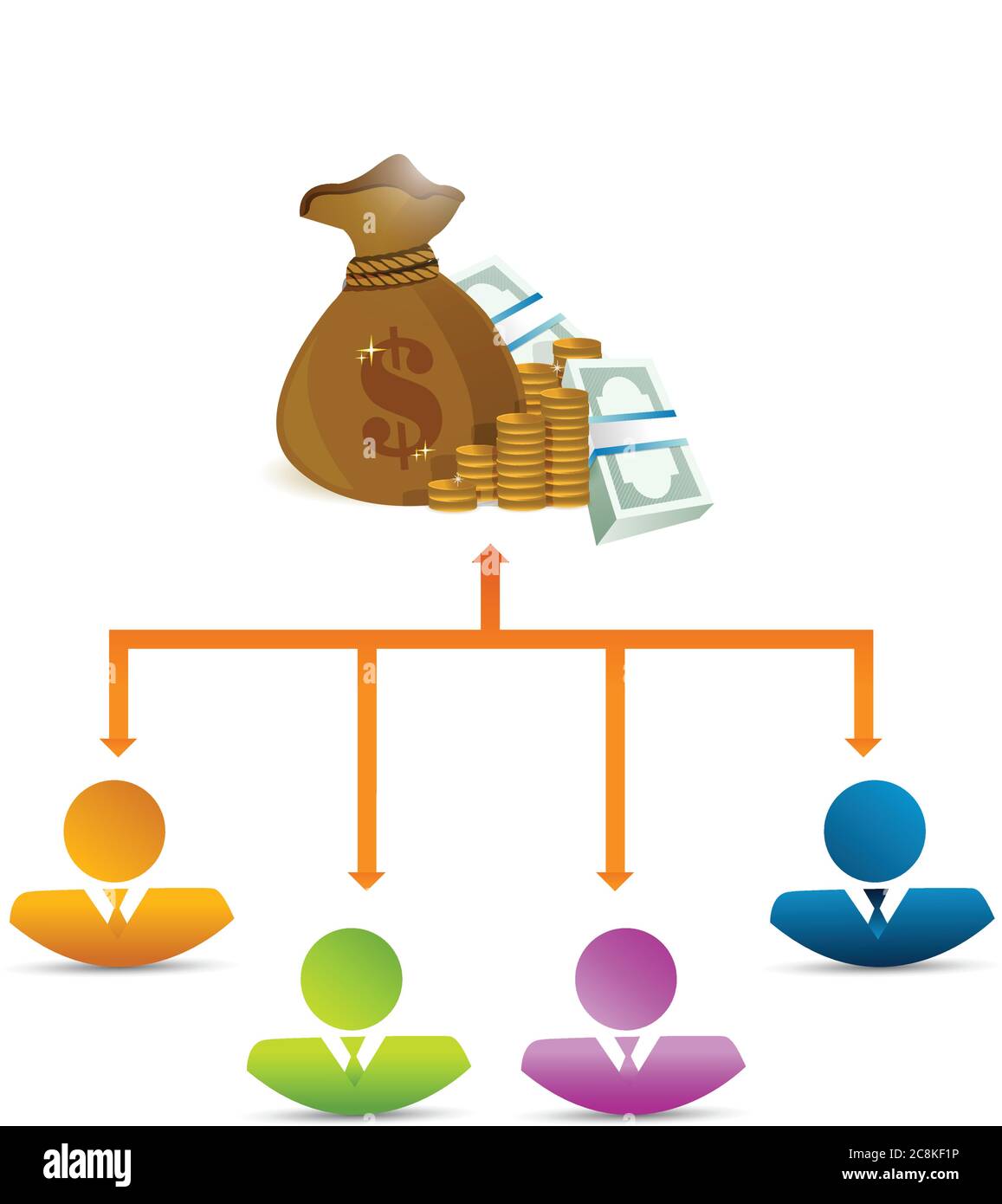Teamwork money diagram illustration design over a white background ...