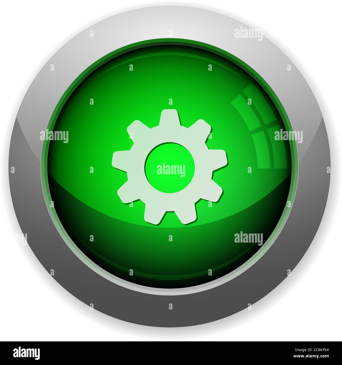 Green glossy steel gear button. Arranged layer structure Stock Vector ...