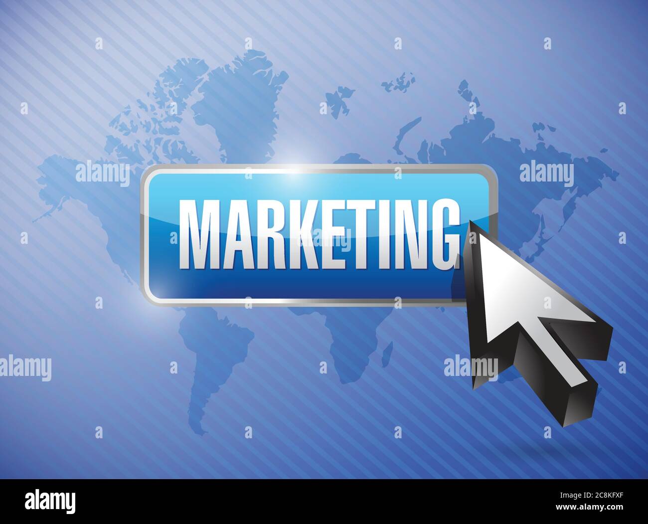 Marketing button over a world map background graphic illustration Stock ...