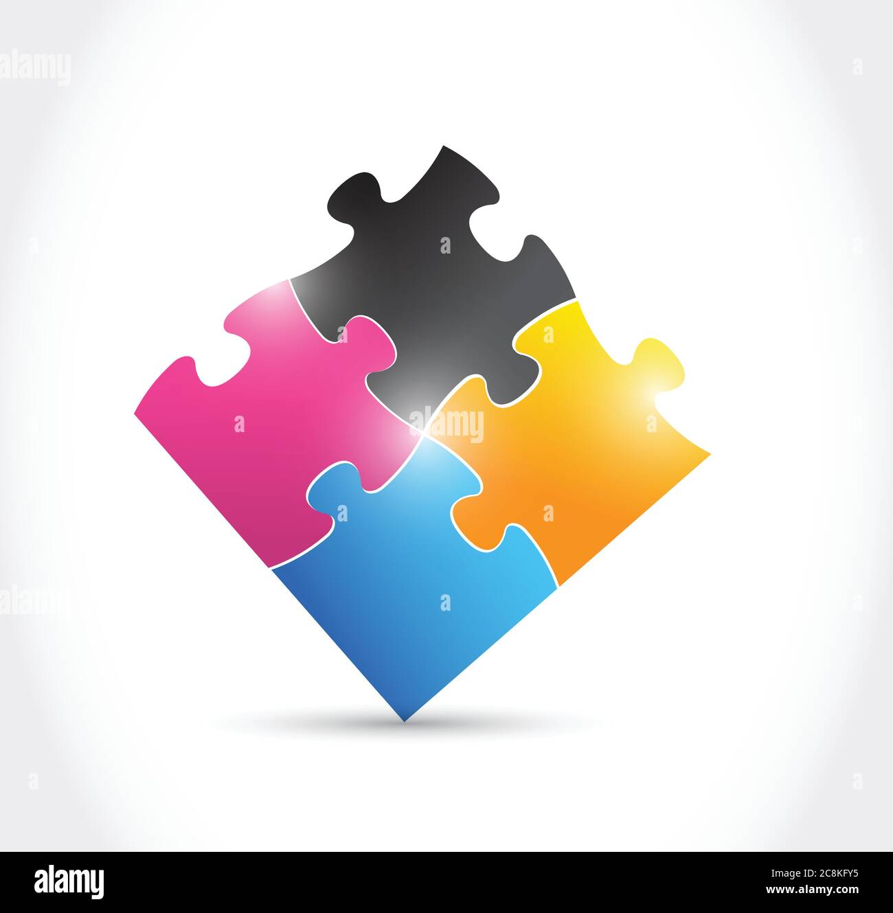 Cmyk puzzle illustration design over a white background Stock Vector ...