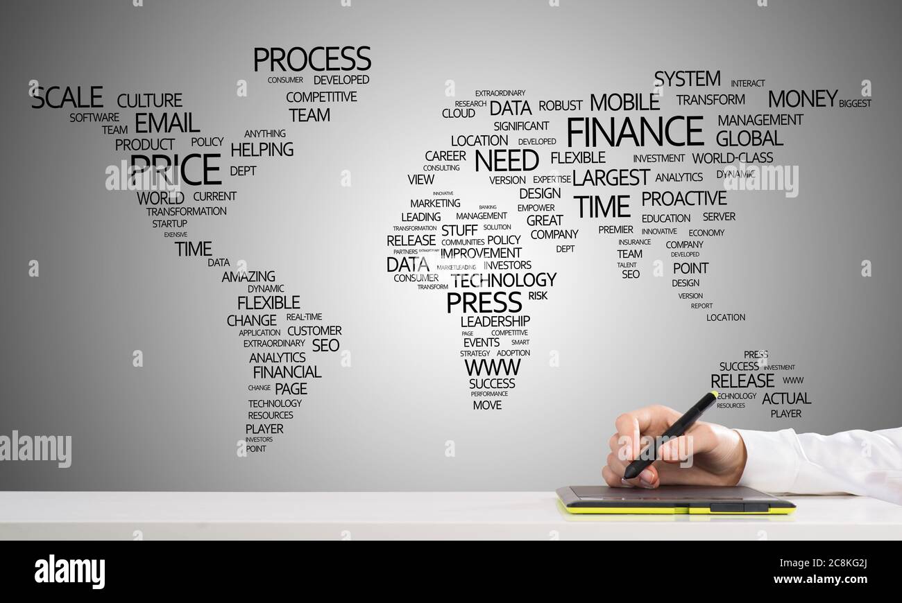 Designer draw global interaction concept Stock Photo - Alamy