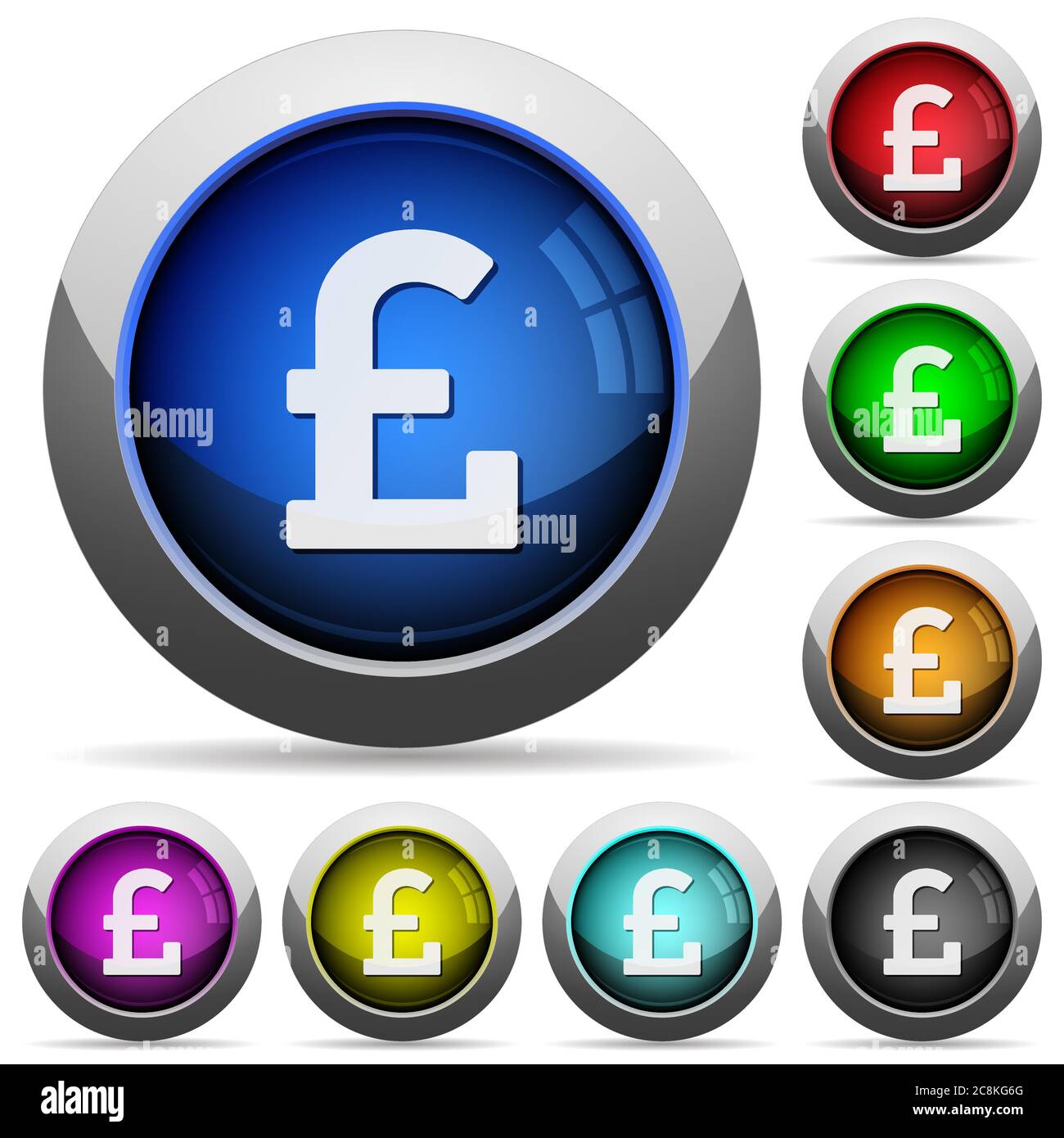 Set of round glossy Pound sign buttons. Arranged layer structure Stock ...