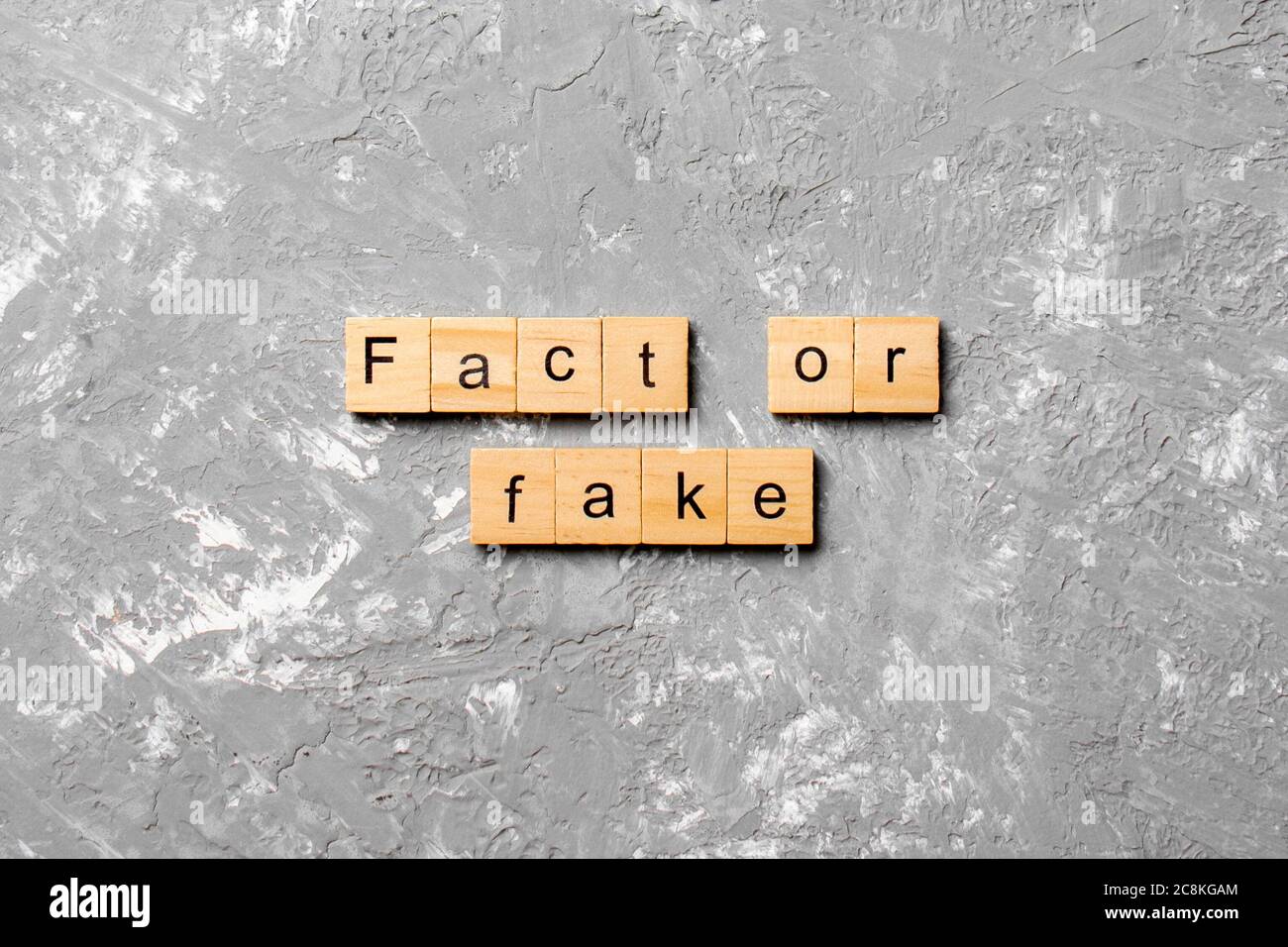 fact or fake word written on wood block. fact or fake text on table ...
