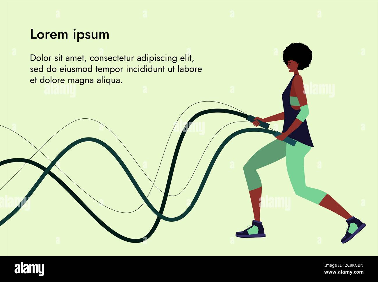 Athletic Female Character Exercising Fitness. Sport Healthy Lifestyle ...