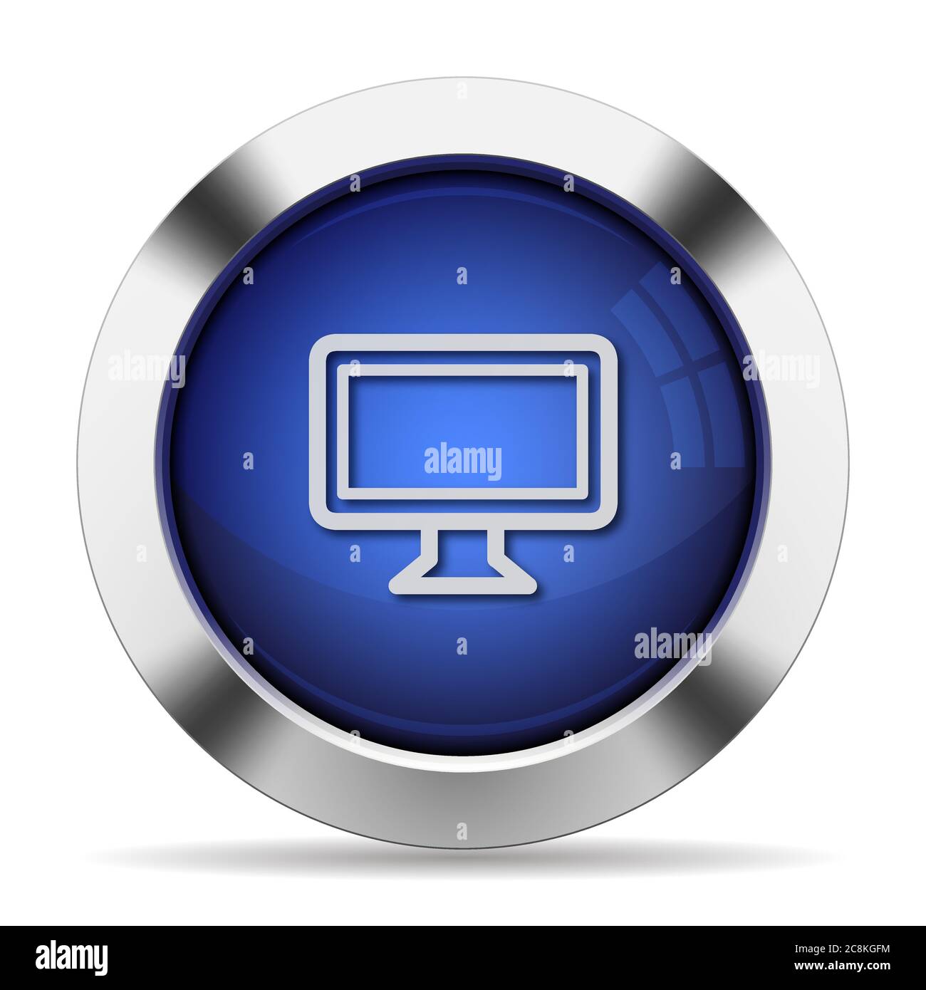 Blue glossy steel monitor button Stock Vector Image & Art - Alamy