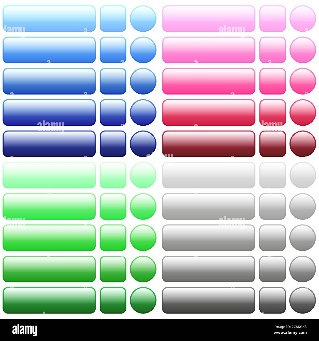 Blank web buttons in 20 colors. Arranged layer structure and global ...
