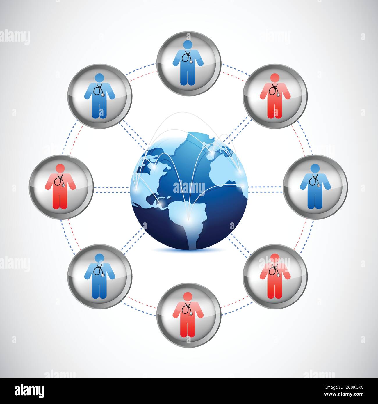 International global medical doctors network connected illustration ...