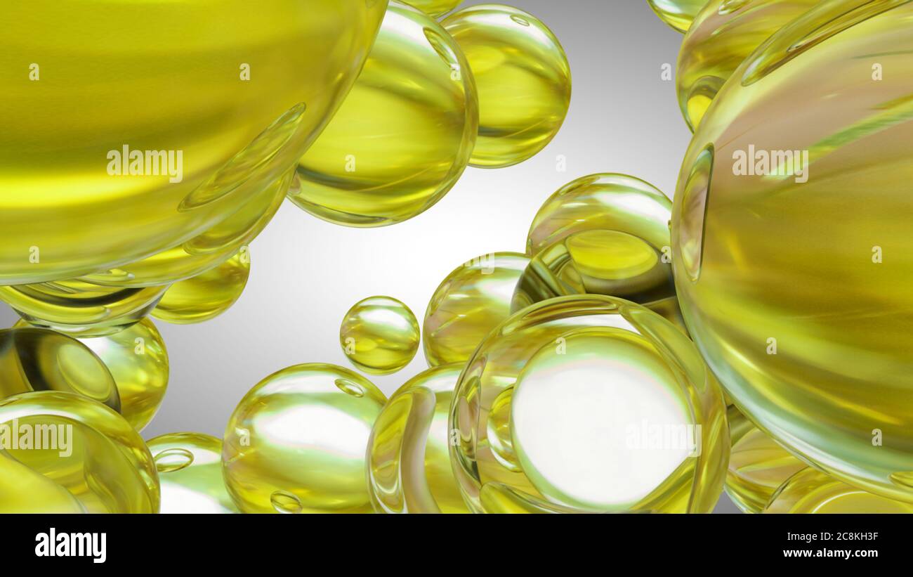 Cod liver oil omega 3 gel capsules isolated on white background. 3D ...