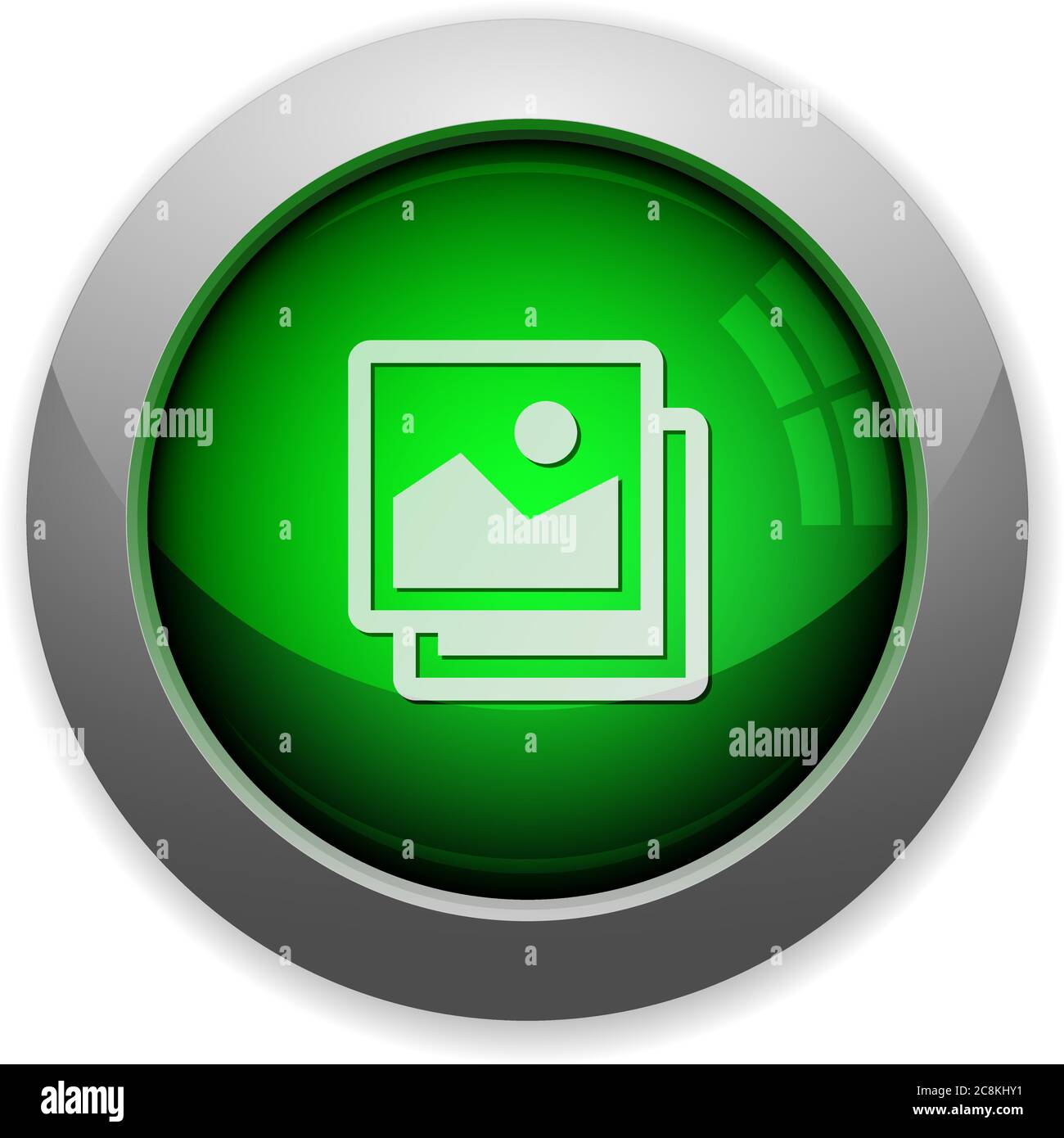 Green glossy steel images button. Arranged layer structure Stock Vector ...