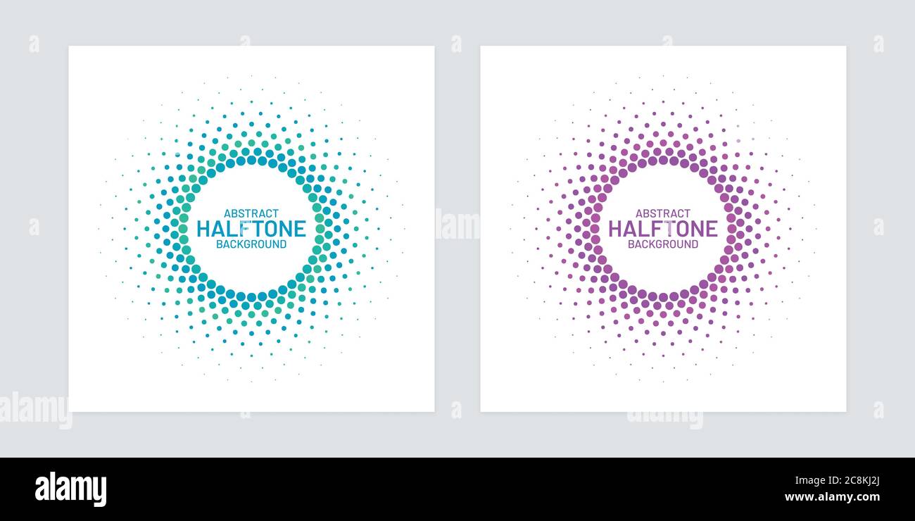 Vibrant colored halftone backgrounds. Round gradient textures on white ...