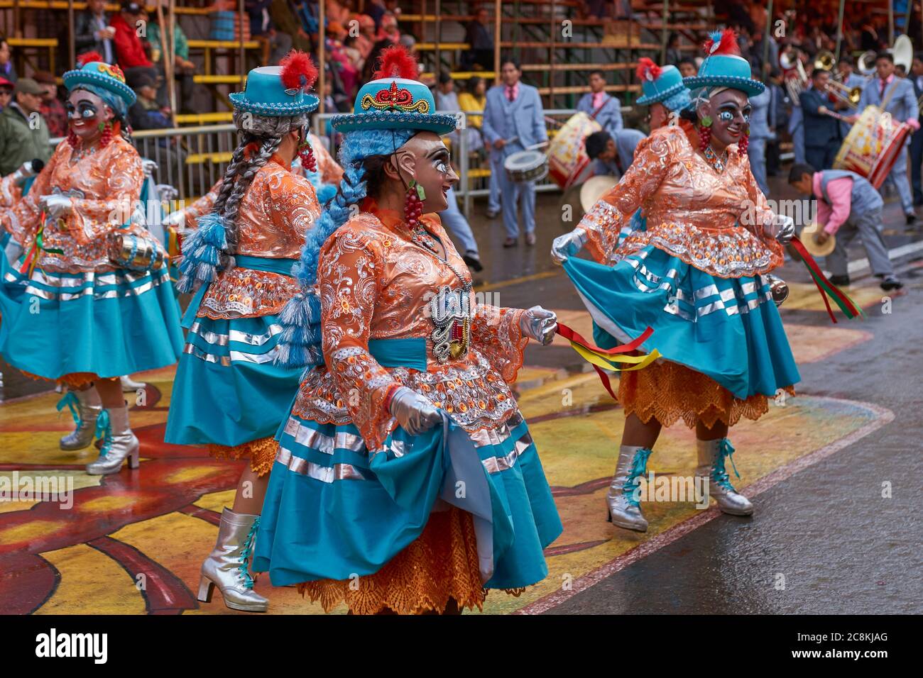 Diablada dancers in ornate costumes parade through the mining city of ...