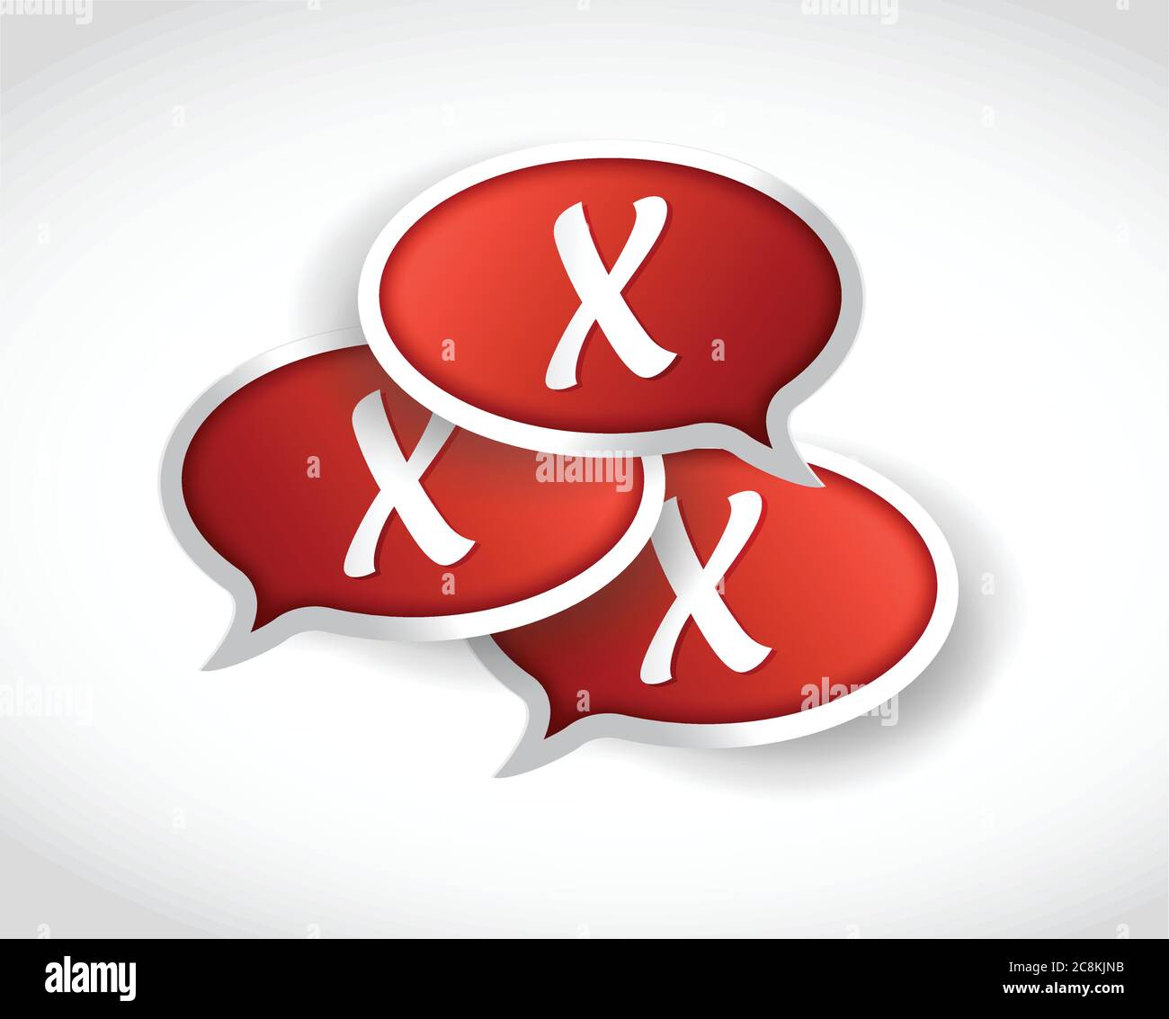 X mark message bubbles illustration design over a white background ...