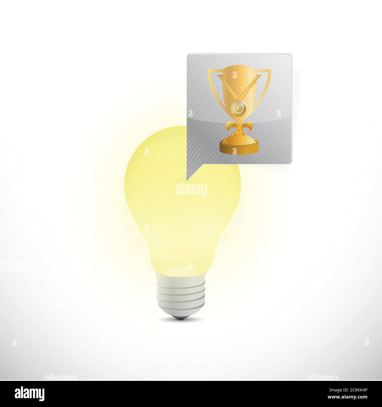 Light bulb and trophy illustration design over a white background Stock ...