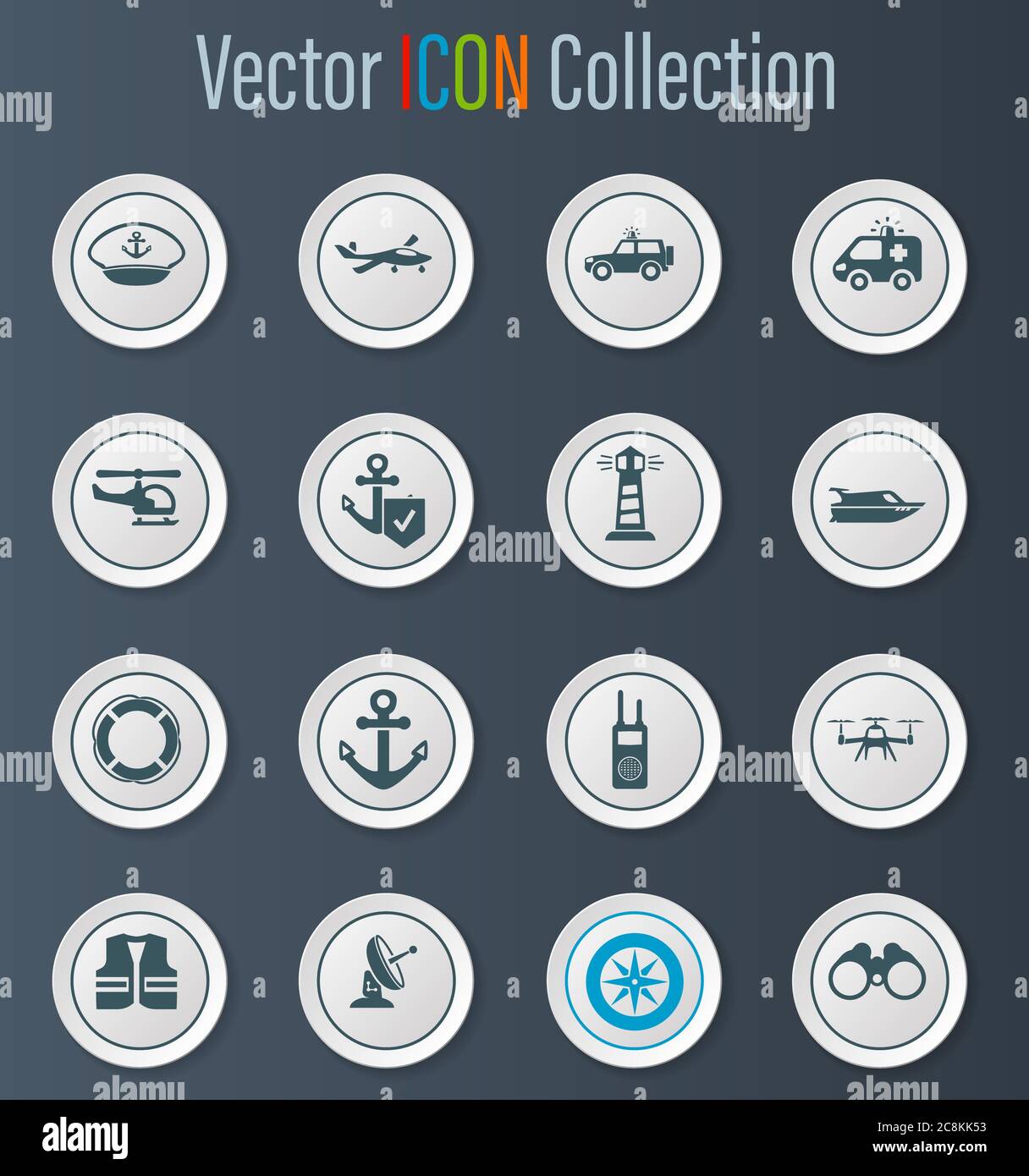 Coast Guard icons set Stock Photo - Alamy