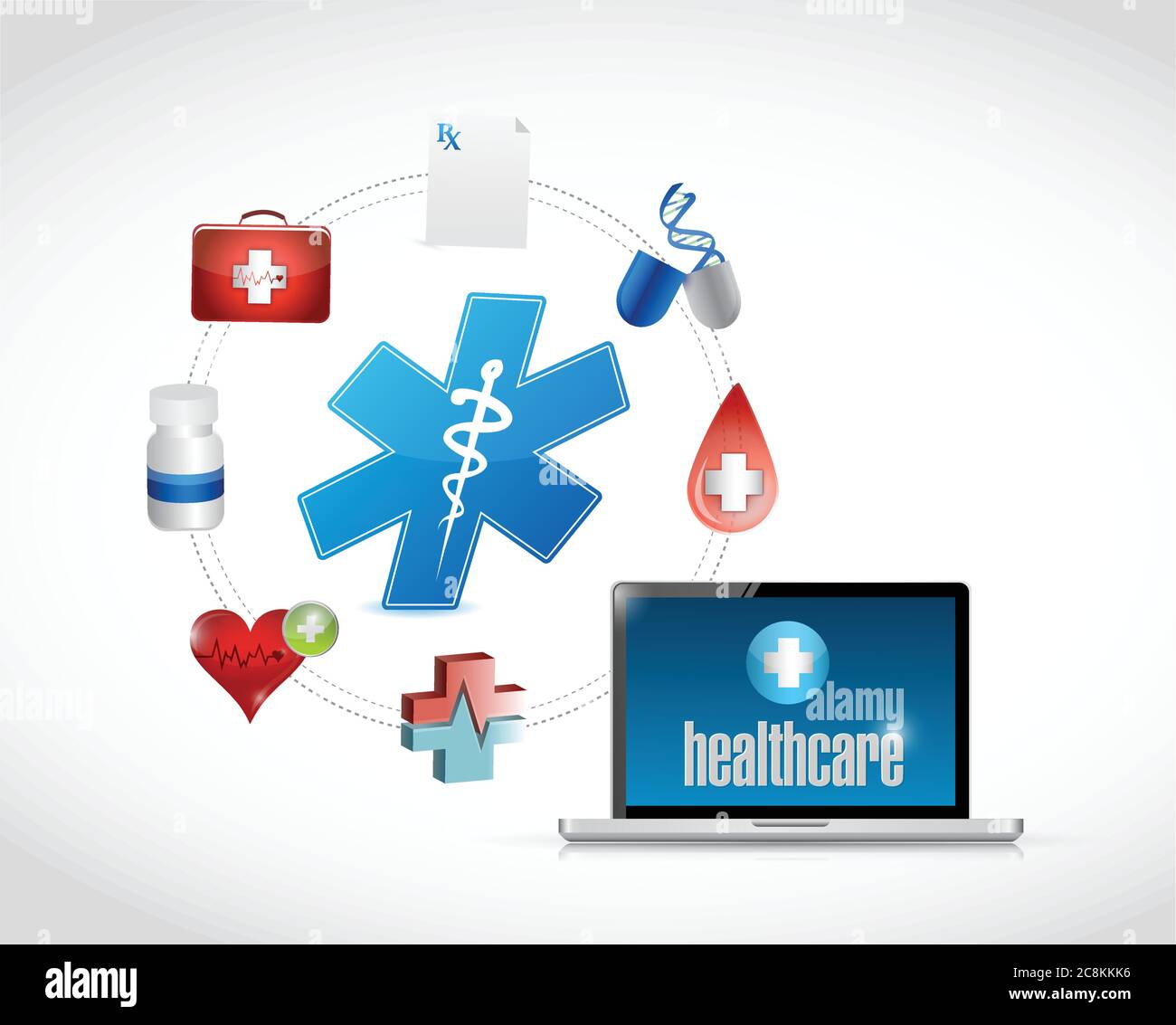Healthcare access diagram icons illustration design over a white ...