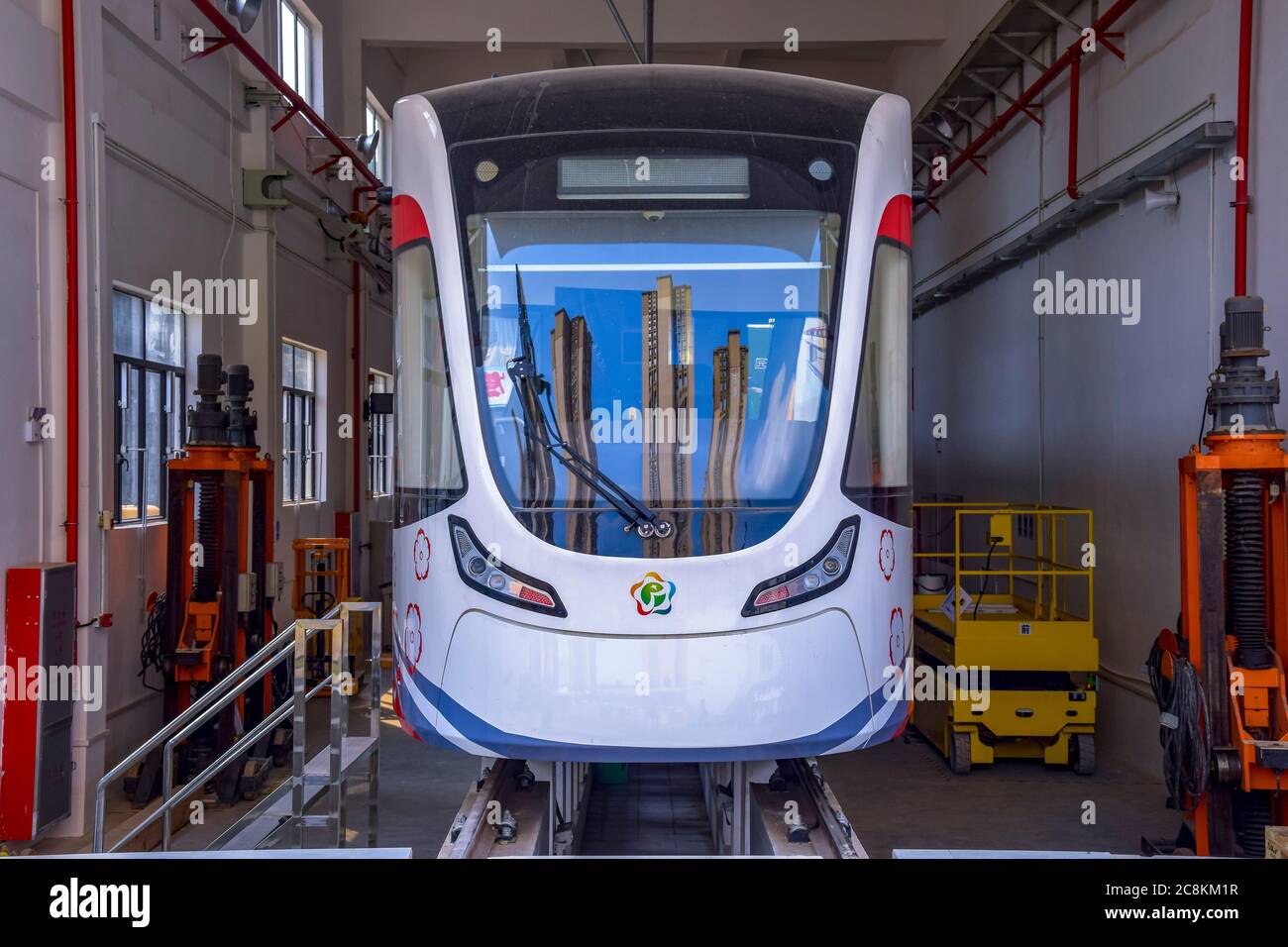 Guangzhou,China. 7/25/2020 The new tram system in Huangpu District ...