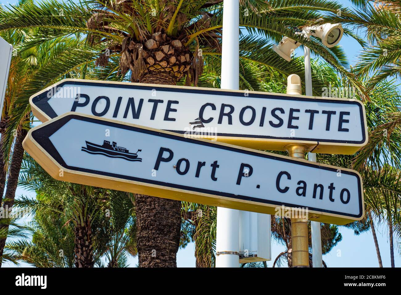 Direction signs in the city of Cannes France Stock Photo - Alamy
