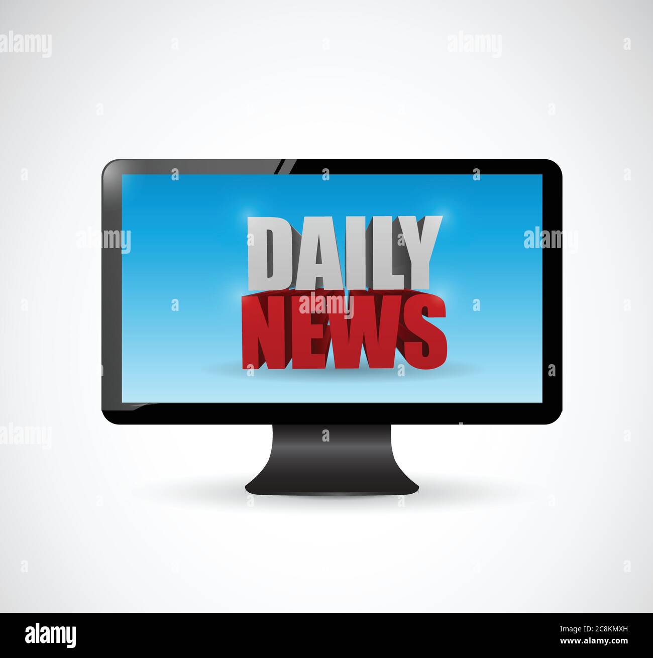 Daily news on a screen monitor. illustration design over a white ...