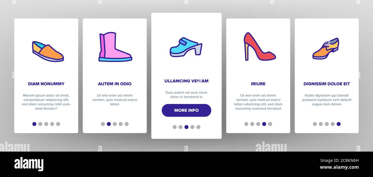 Shoes Footwear Shop Onboarding Icons Set Vector Stock Vector Image ...