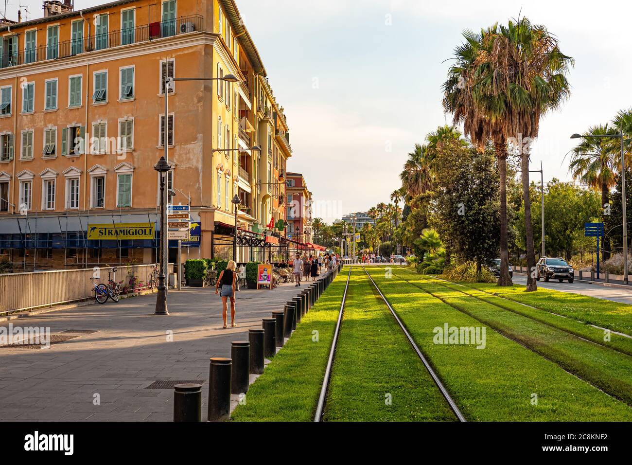 Tram tracks in the city centre of Nice - CITY OF NICE, FRANCE - JULY 10 ...