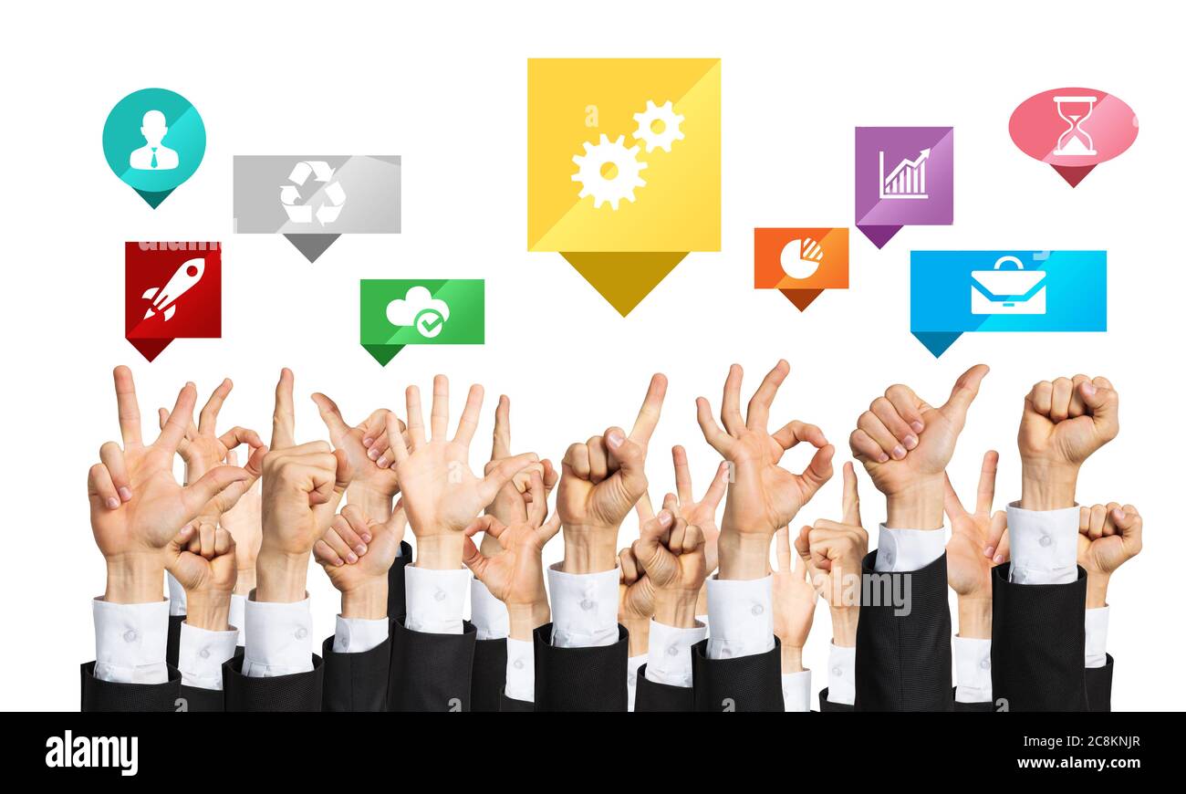 Set of hand gestures and icons Stock Photo - Alamy