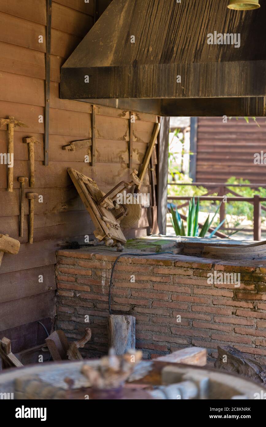 Old workshop of craft tools Stock Photo - Alamy