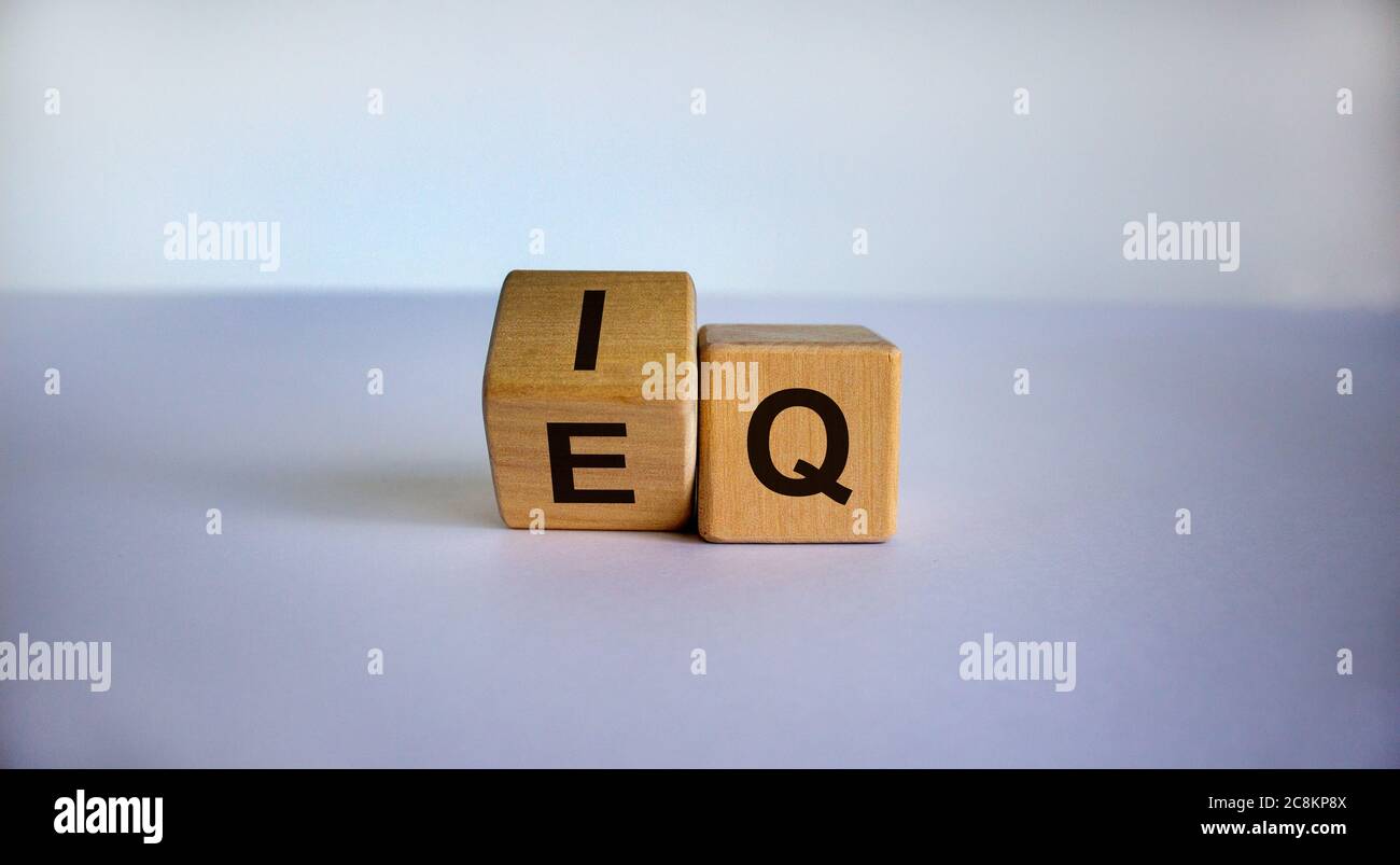 Wooden cubes with the expression 'IQ' 'Intelligence Quotient' to 'EQ ...
