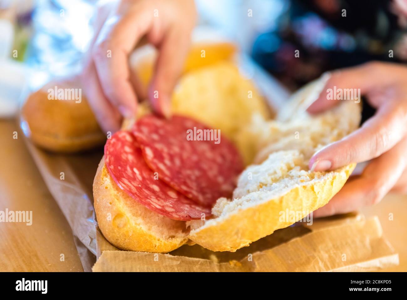 Woman making sandwich hi-res stock photography and images - Alamy