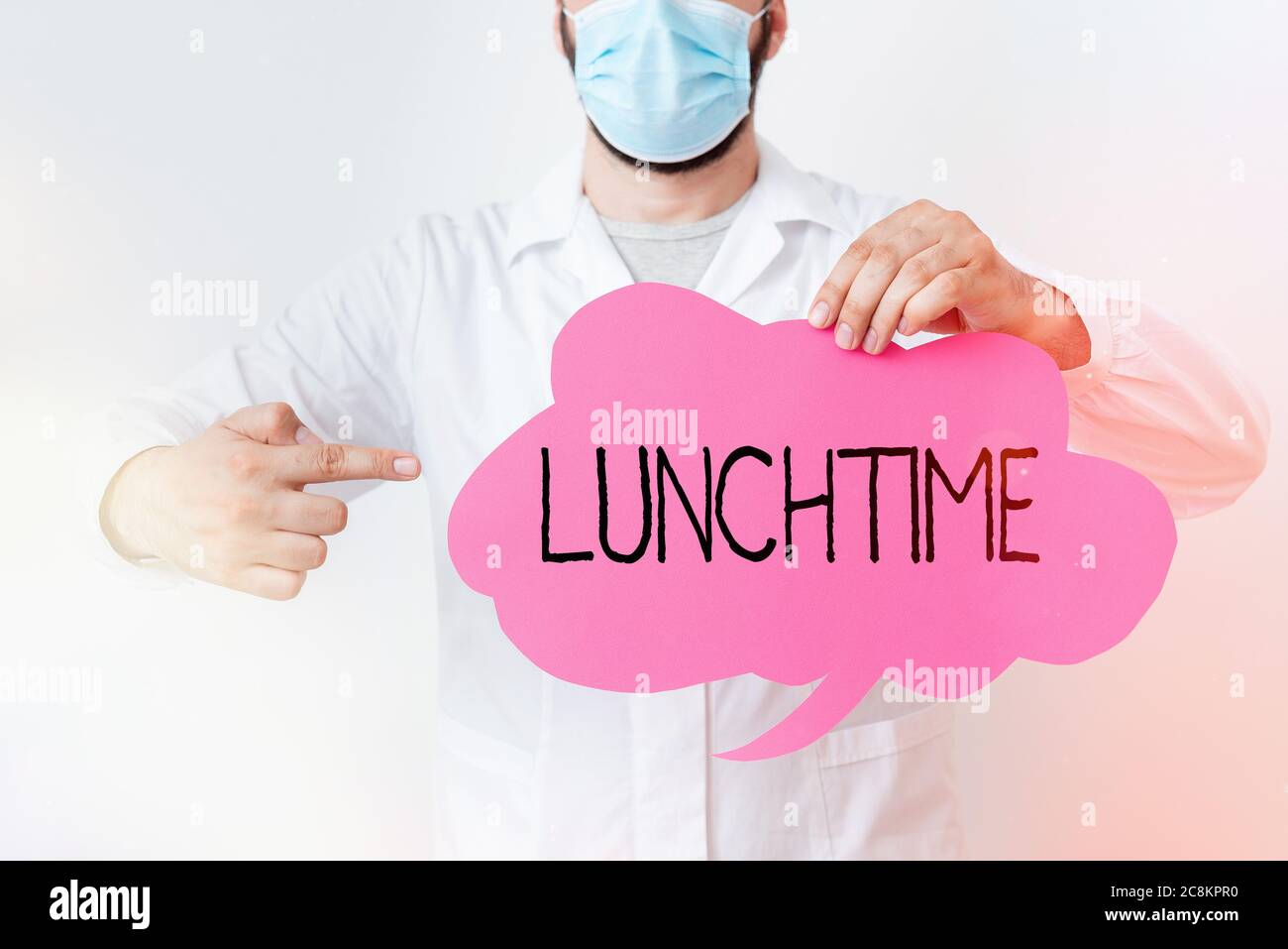 Writing note showing Lunchtime. Business concept for the time at which ...