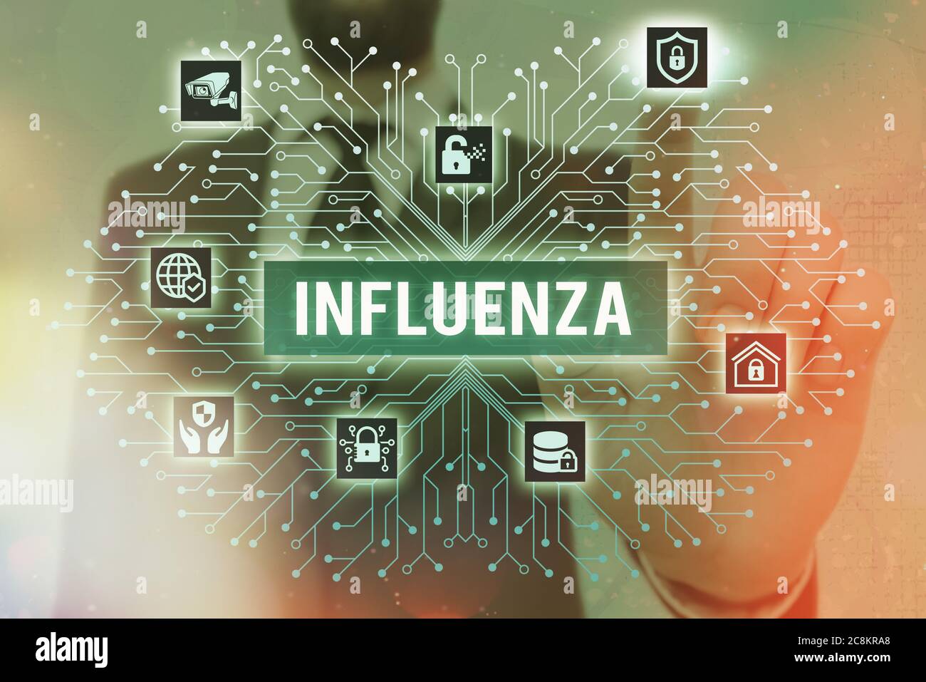 Writing note showing Influenza. Business concept for any of various ...