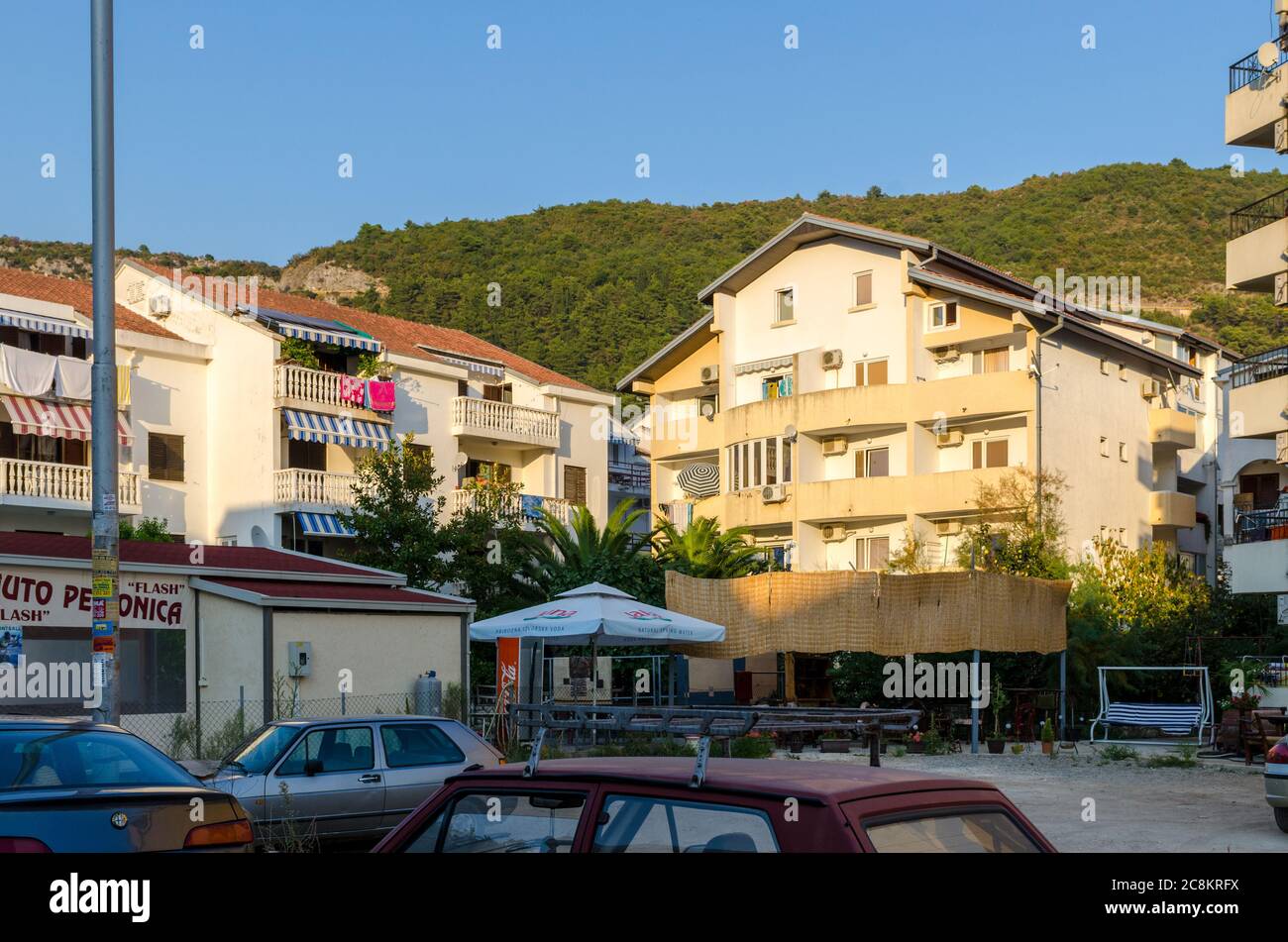 Facades on Streets of Budva Stock Photo - Alamy