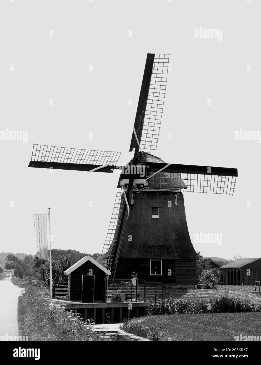 Old Dutch windmill, it pumped water out of the canals to the sea Stock ...