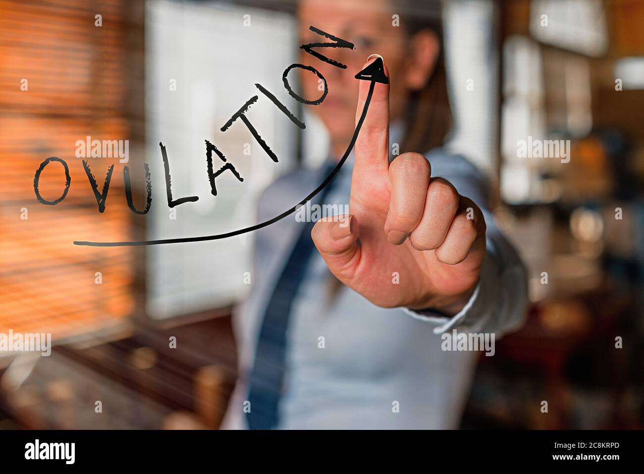 Text sign showing Ovulation. Business photo text the discharge of a ...