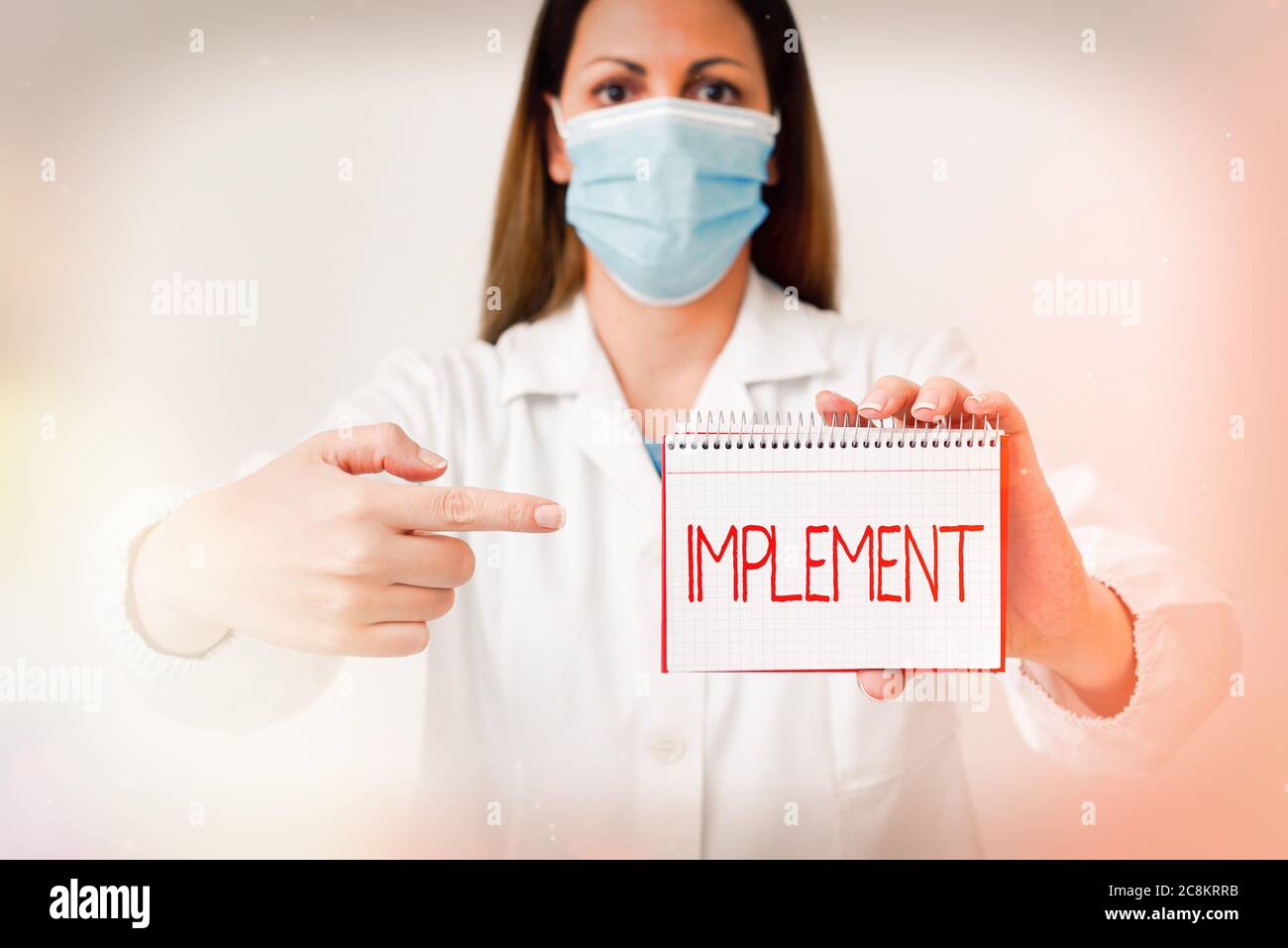 Writing note showing Implement. Business concept for to provide ...