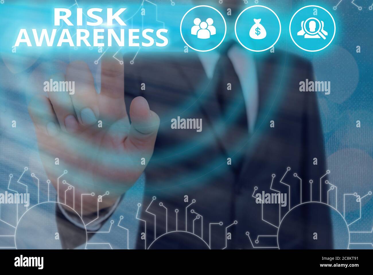 Writing note showing Risk Awareness. Business concept for recognizing ...