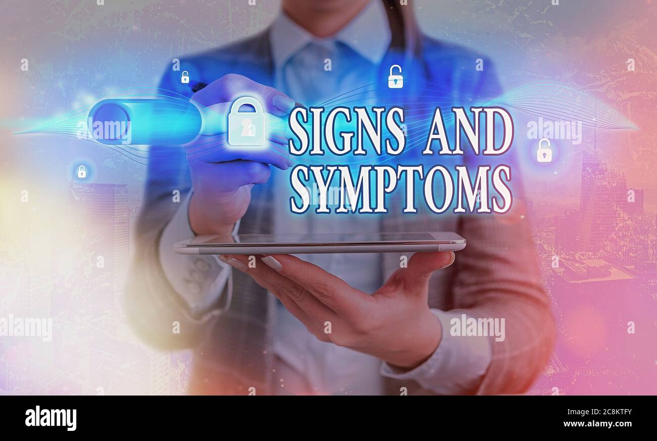 Handwriting text writing Signs And Symptoms. Conceptual photo ...