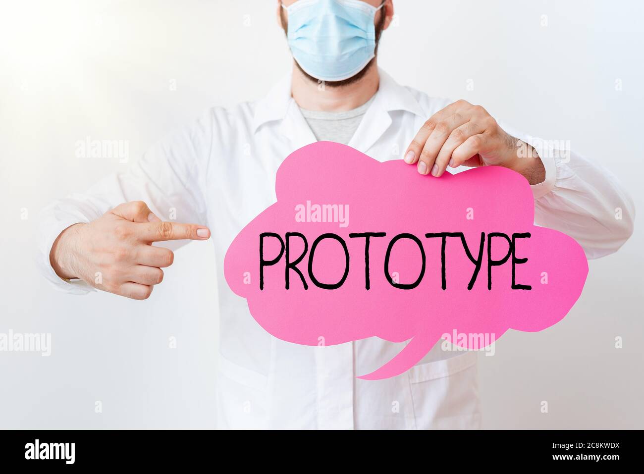 Writing note showing Prototype. Business concept for first and usually ...