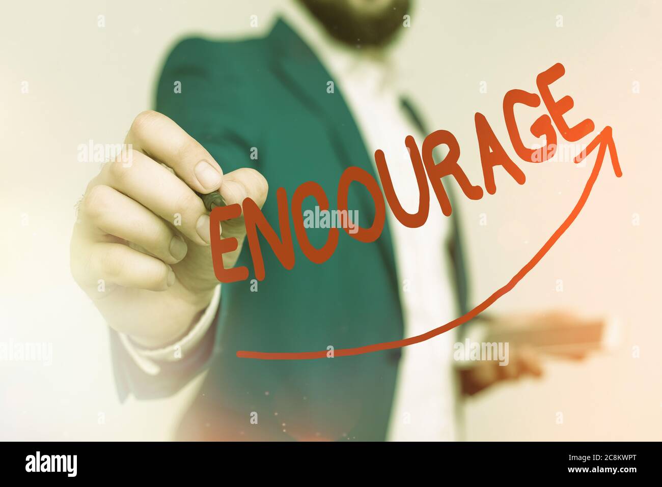 Writing note showing Encourage. Business concept for to inspire with ...