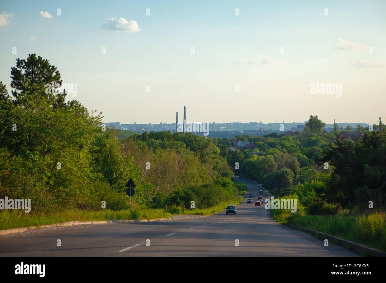Route at the entrance to the city of Chisinau . National highway in ...
