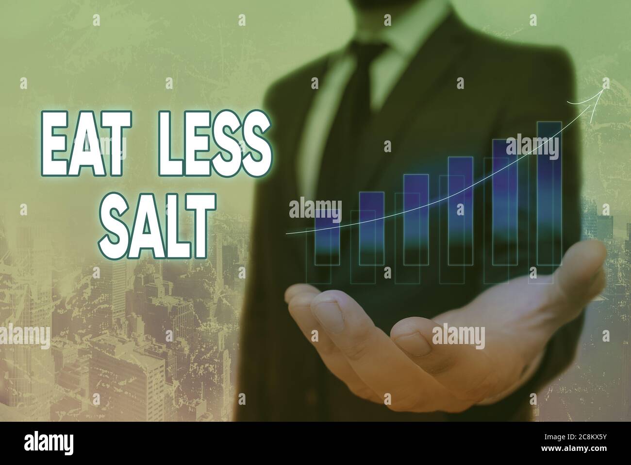 Conceptual hand writing showing Eat Less Salt. Concept meaning reducing ...