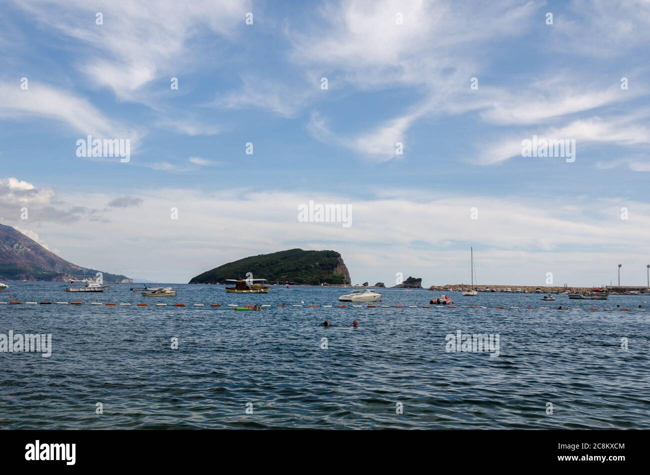 View of sea at city beach Stock Photo - Alamy