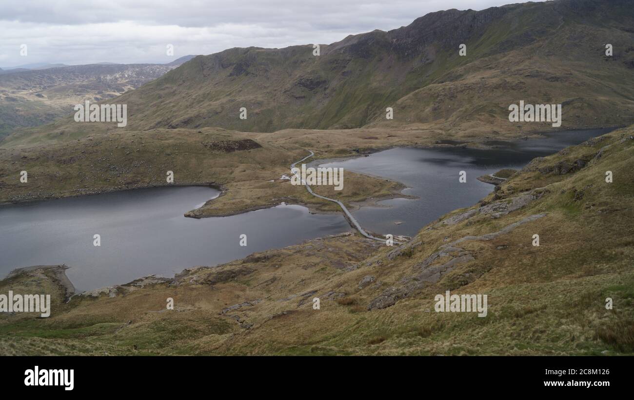 Snowdon lakes Wales UK Stock Photo - Alamy
