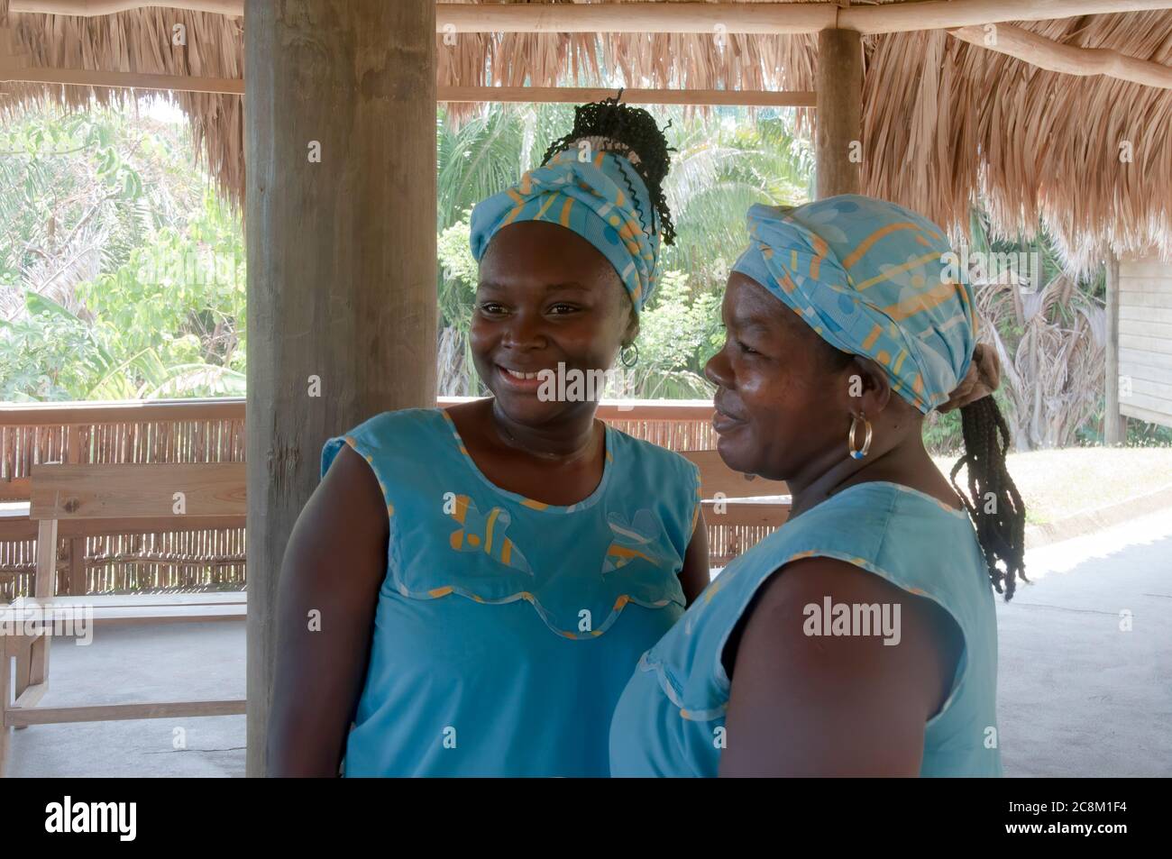 Roatan, Honduras - May 12, 2011: Two smiling native Garifun women on ...
