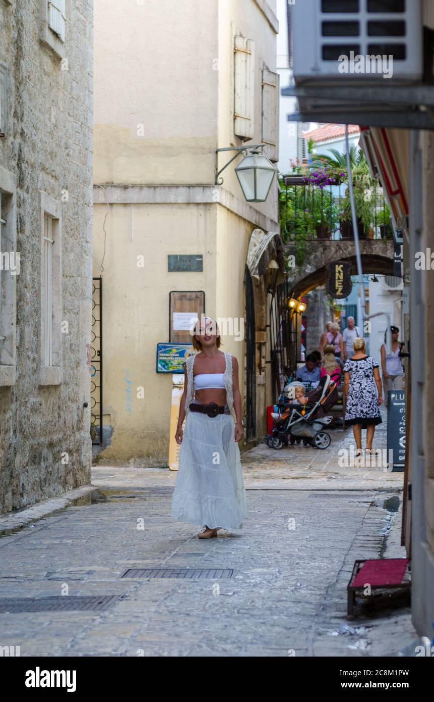 View of small street in Old Town Stock Photo - Alamy